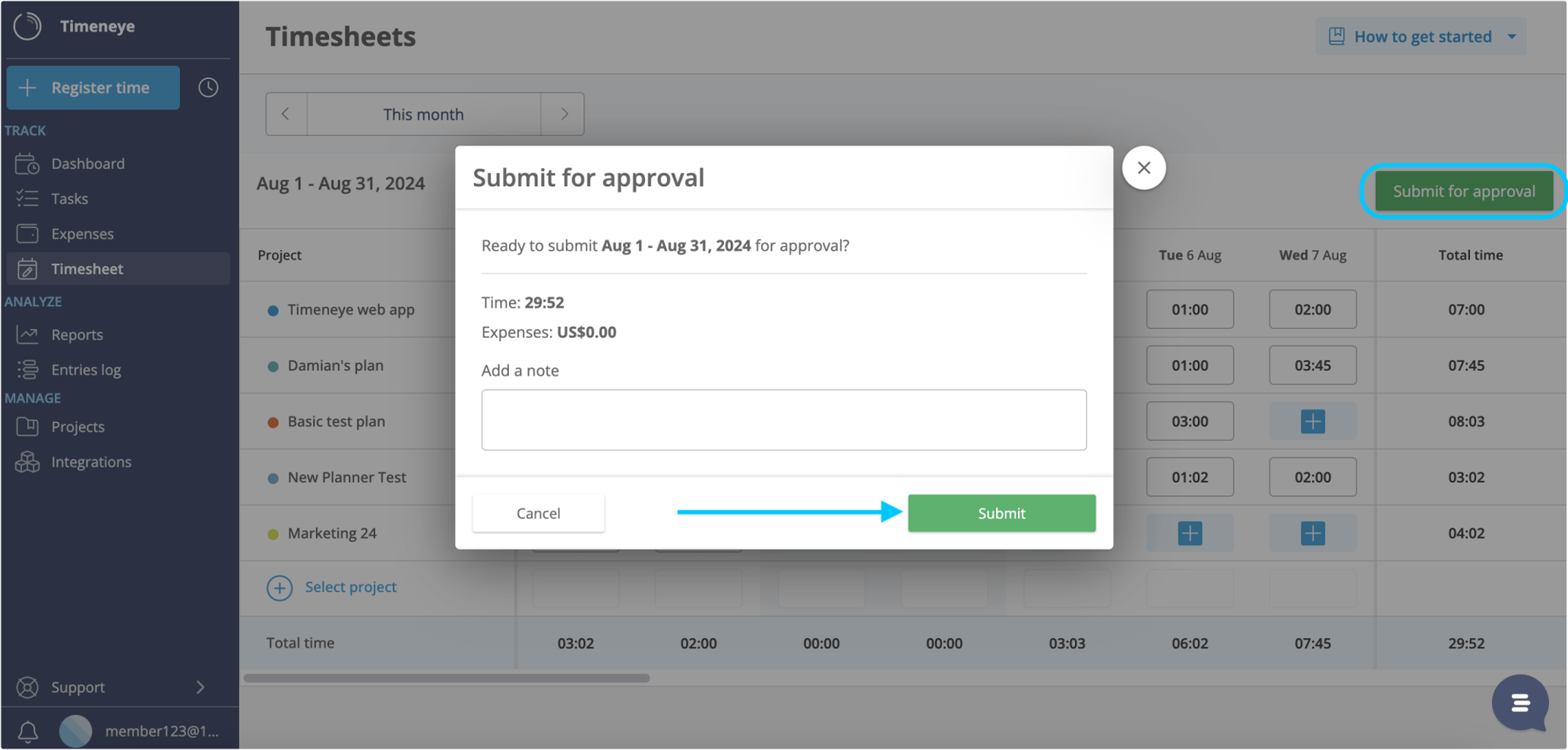How to submit Time and Expenses for approval