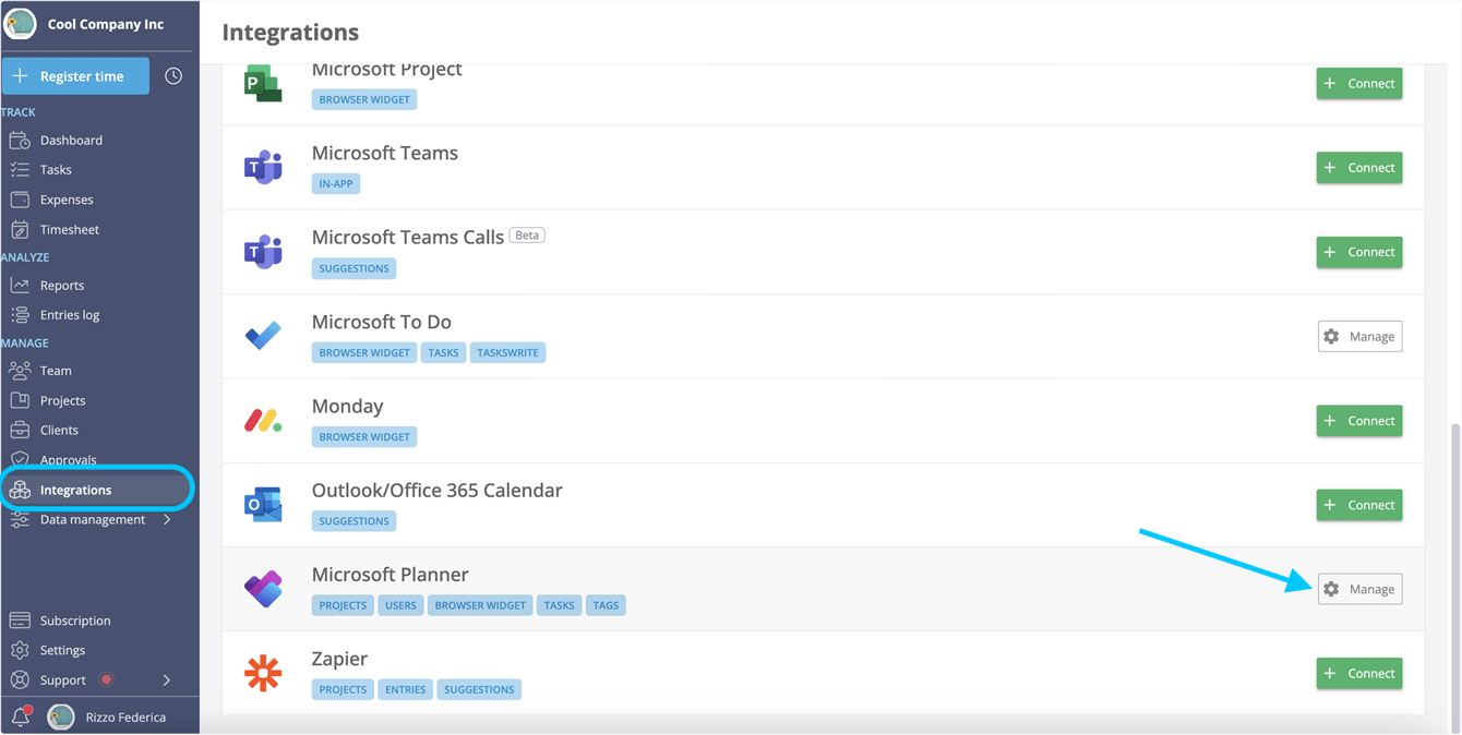 Microsoft Planner integration