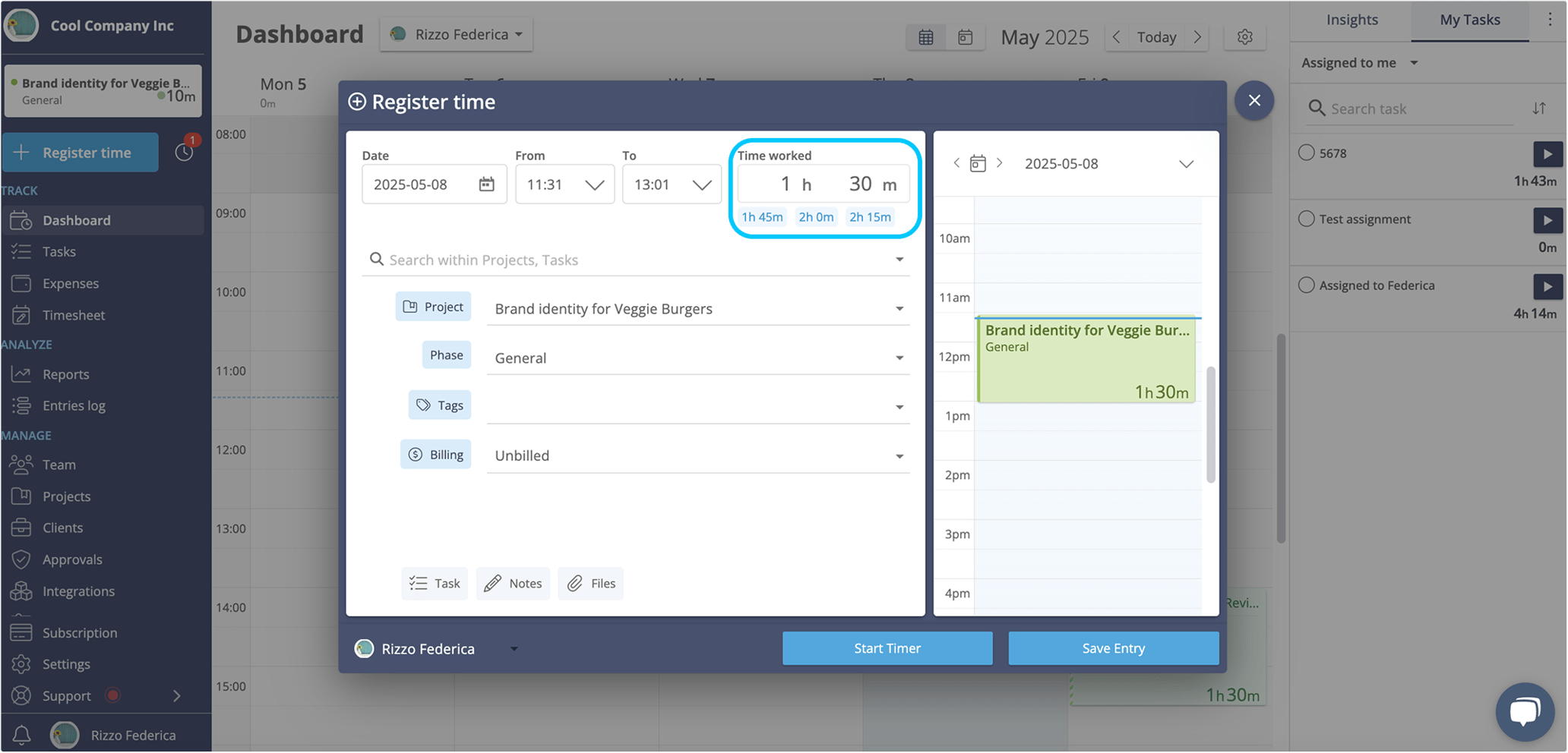 How to track time in Timeneye