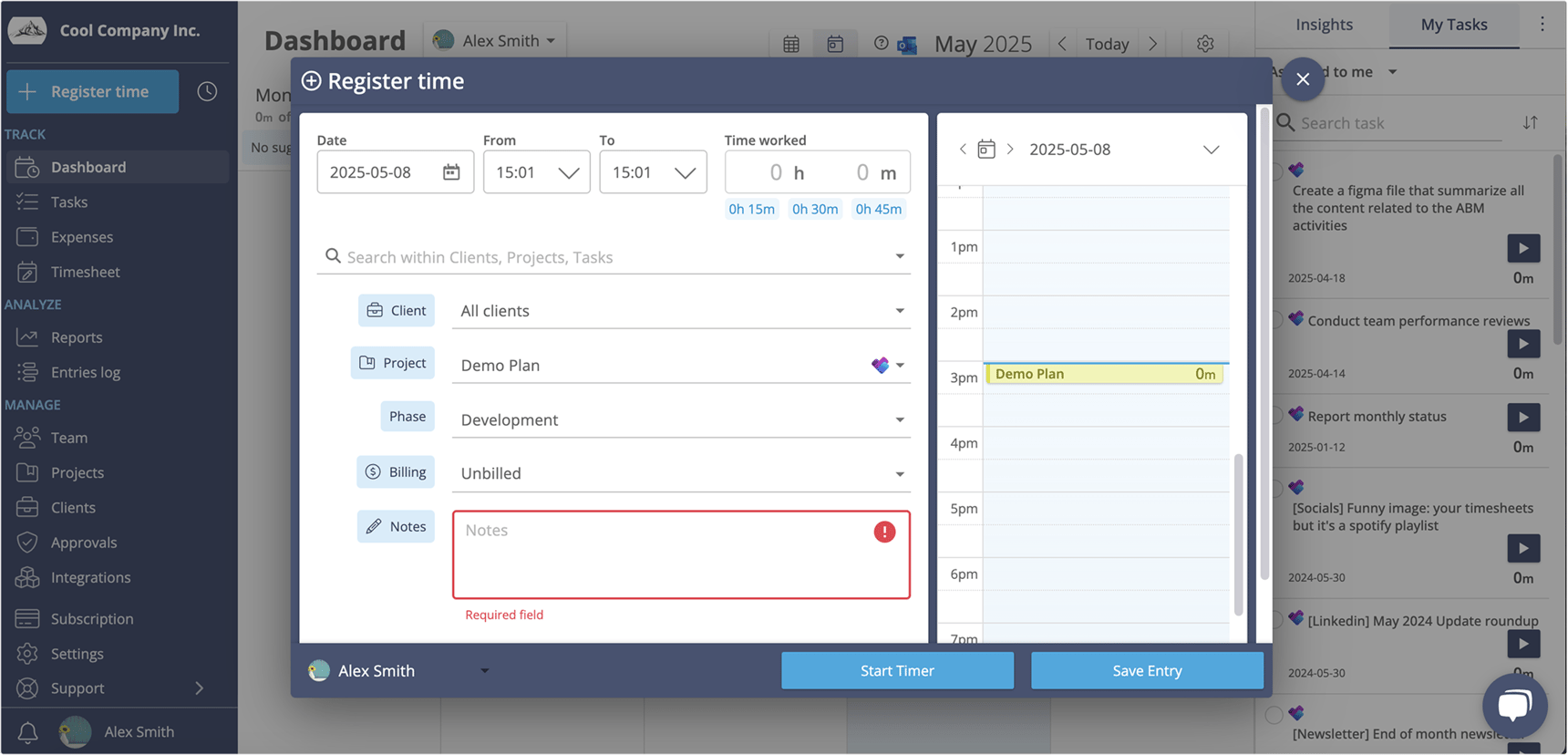 How to track time in Timeneye
