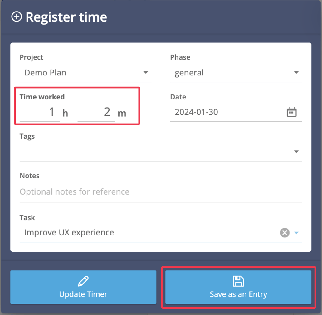 How to track time in Timeneye
