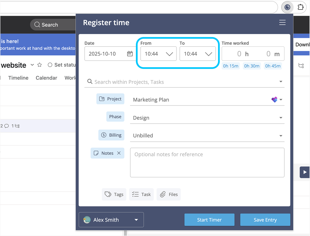 Timeneye Browser Widget & Integrations