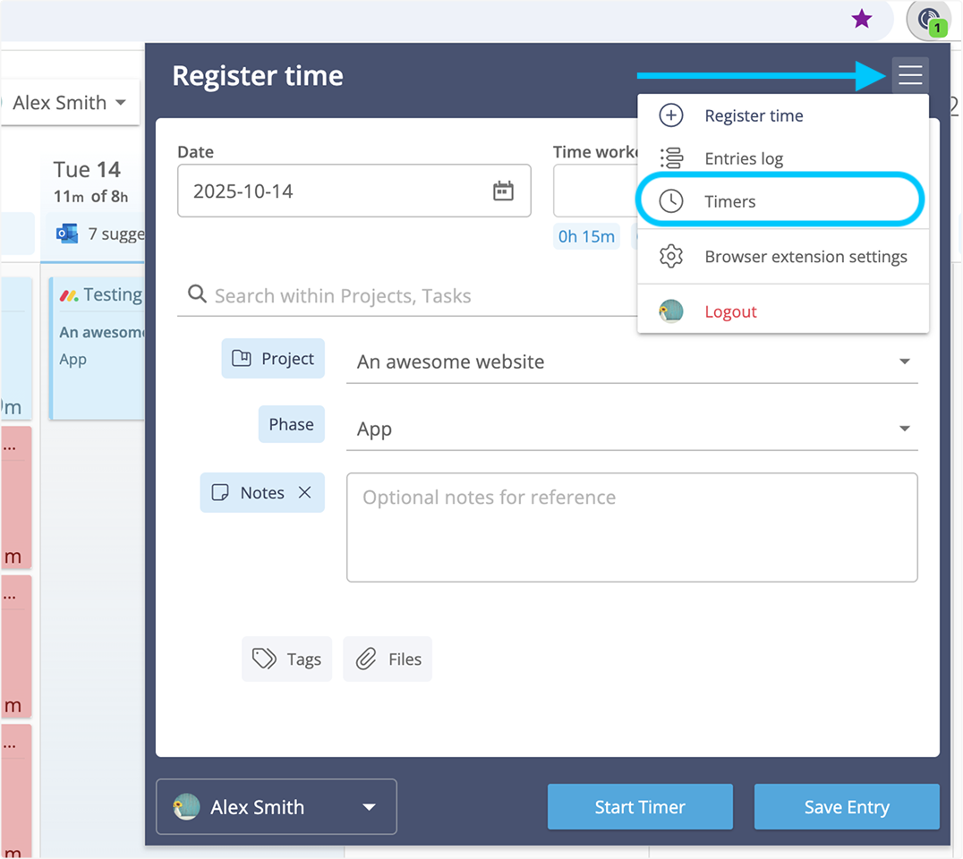 Timeneye Browser Widget & Integrations