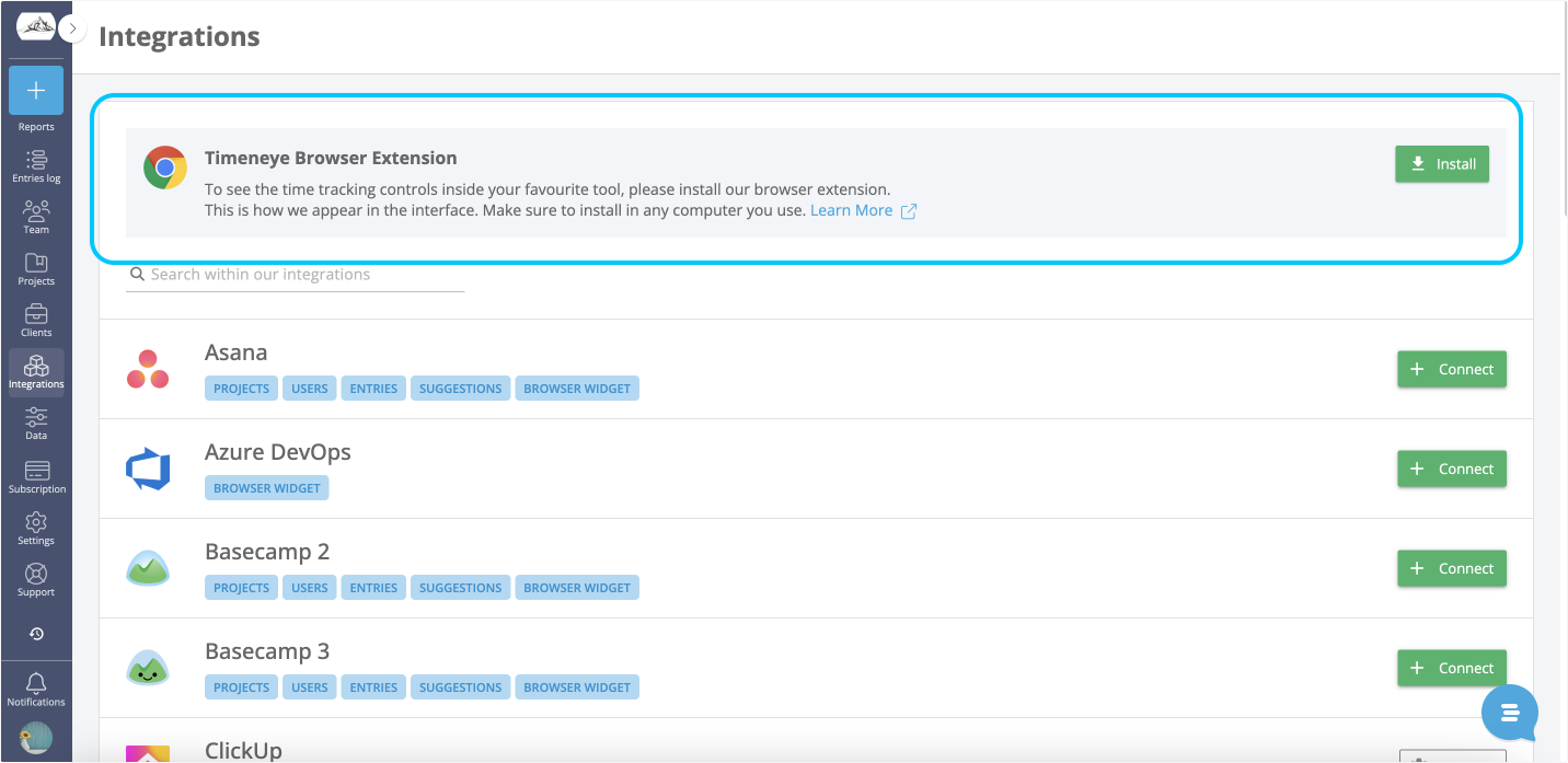 How to track time in Timeneye